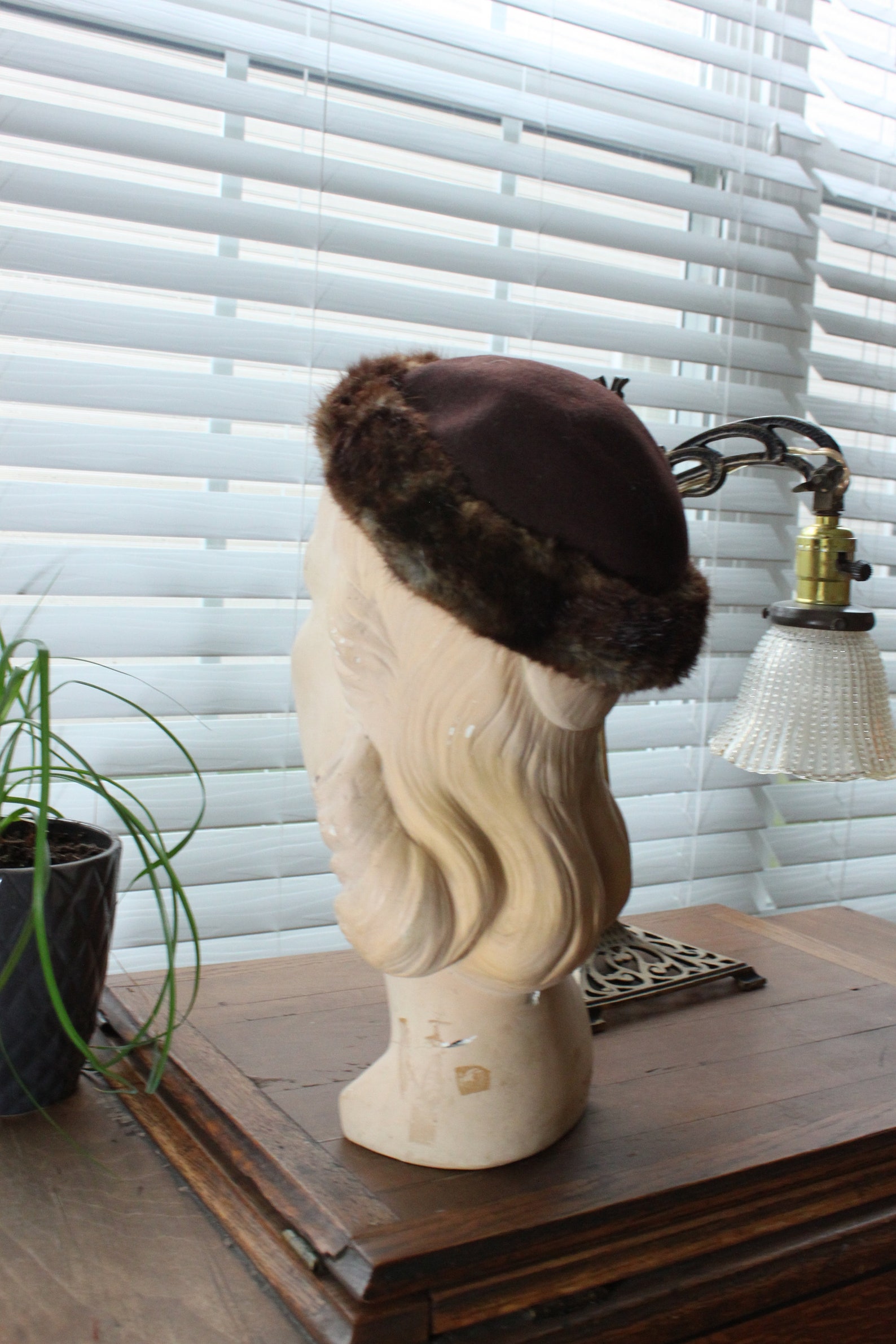 1950s Brown Felt Fur Trimmed Capulet Hat - Etsy