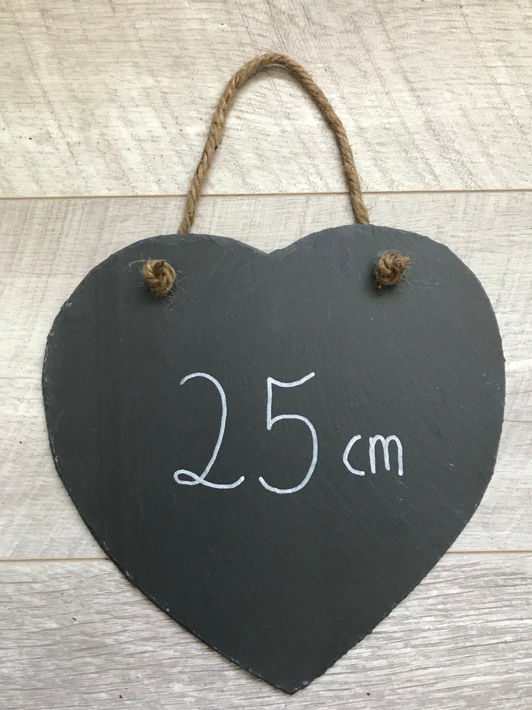 Large 25cm Handmade Natural Slate Hanging Heart Chalkboard Shabby Chic ...