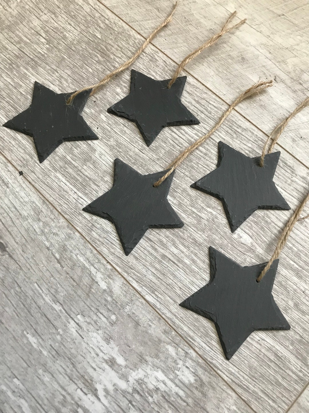 X5 9cm Handmade Natural Slate Star Chalkboards Mini Name Tags Wedding ...
