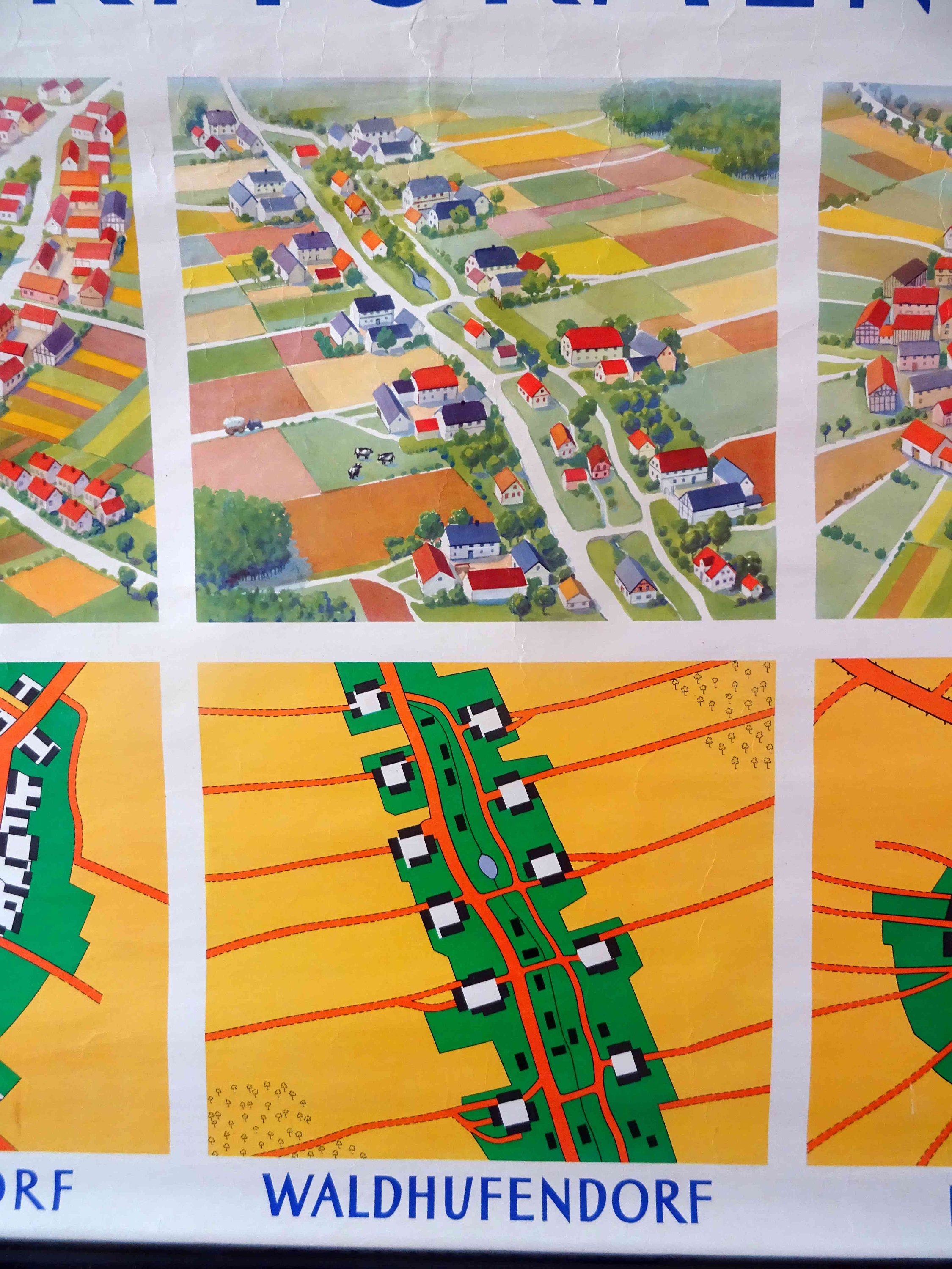 Vintage School Chart | "village Shapes II" Village 50's - Retro Vintage ...