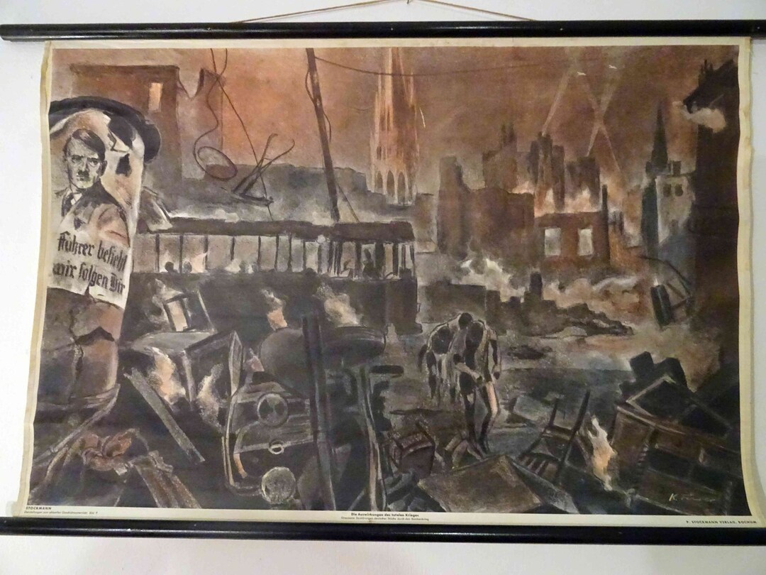 Vintage School Chart Adolf Hitler / total War Second World War, 50's ...