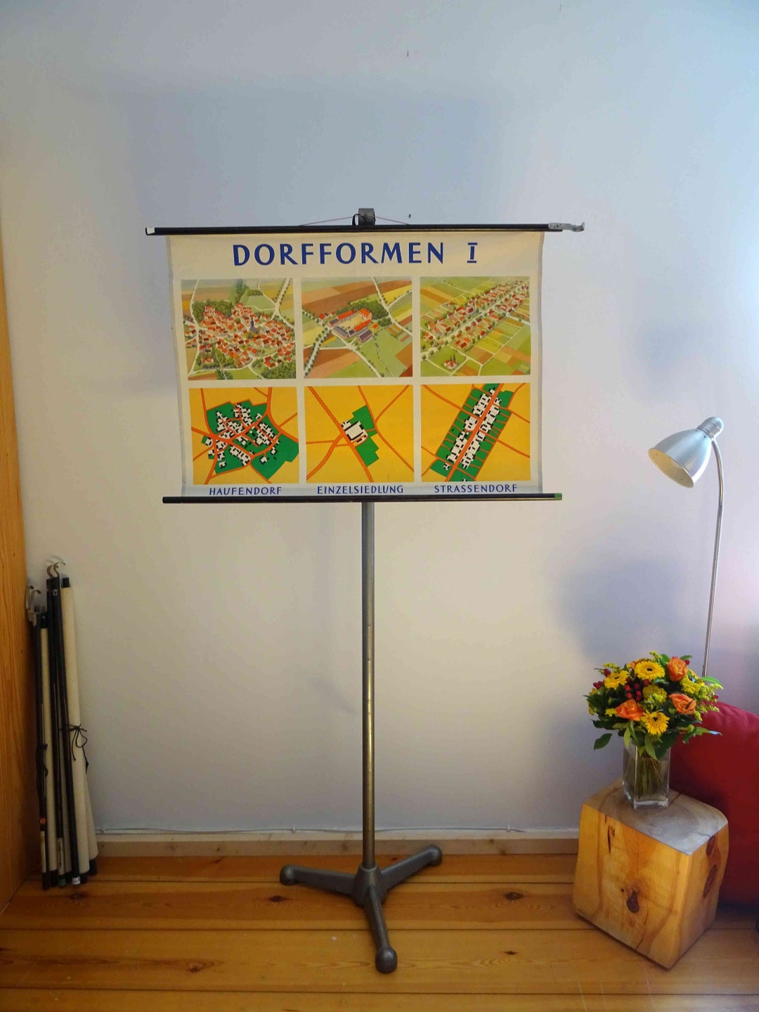 Vintage School Chart | "village Shapes I" Village 50's - Retro Vintage ...