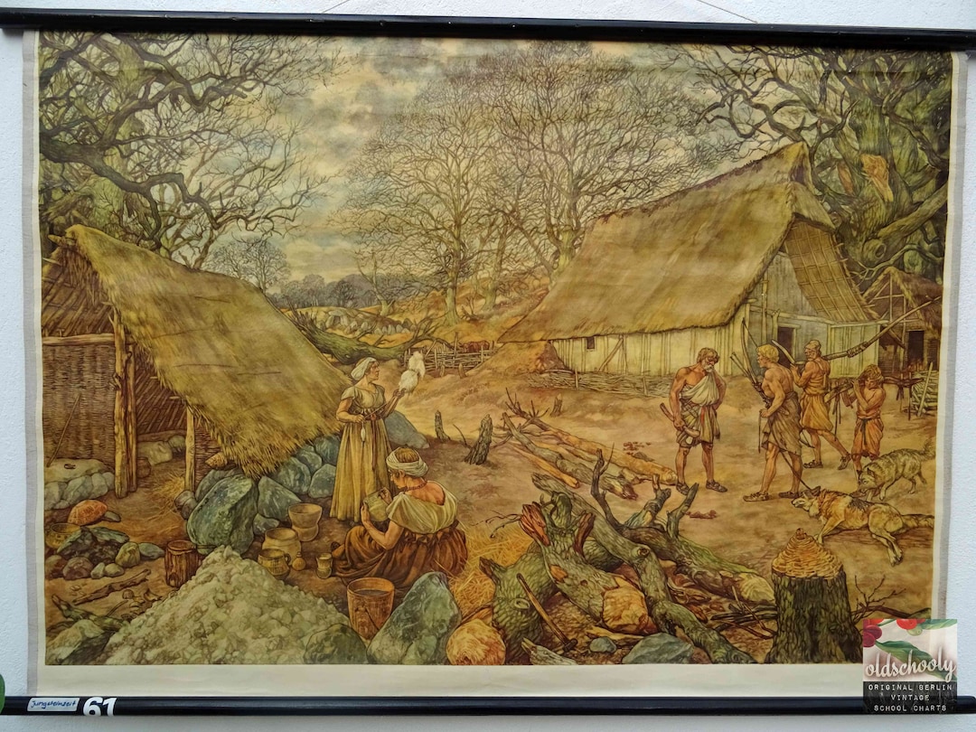 Vintage School Chart | "stone Age" -0001- 50's - Retro Vintage, 50's ...