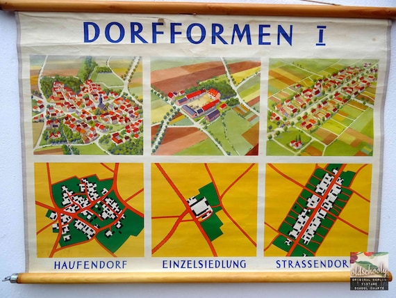 Schulwandkarte Dorfformen I Dorf 0014 / | Etsy