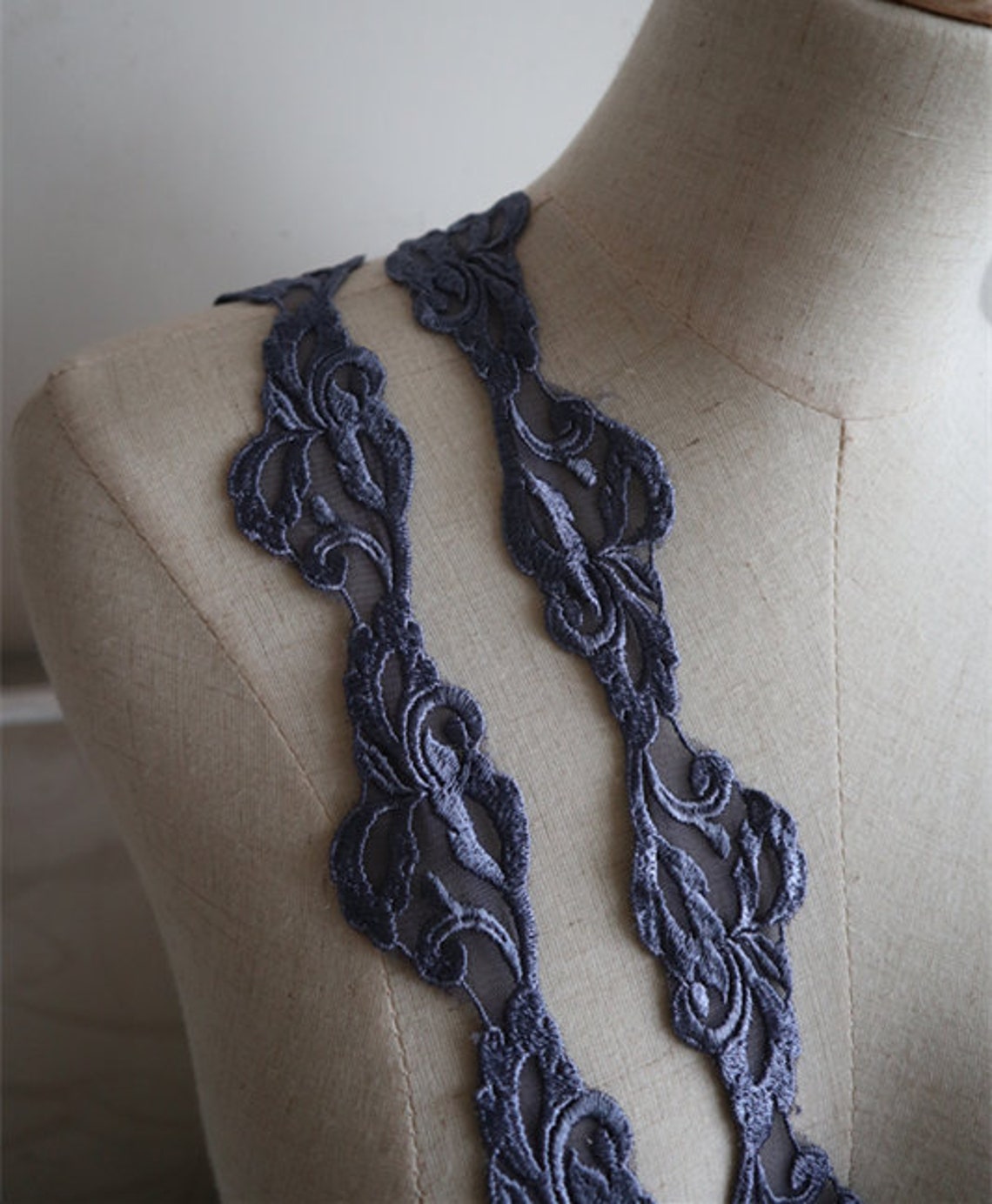 10 Yards Dark Blue Lace Trim 4 Cm Wide Embroidered Lace Trims - Etsy