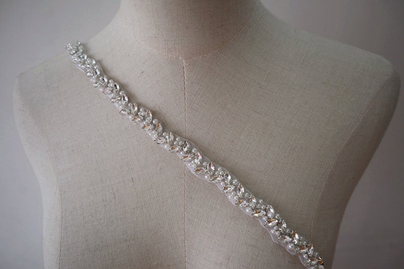 Pearl Rhinestone Trim by the yard 1/2'' Thin beaded | Etsy