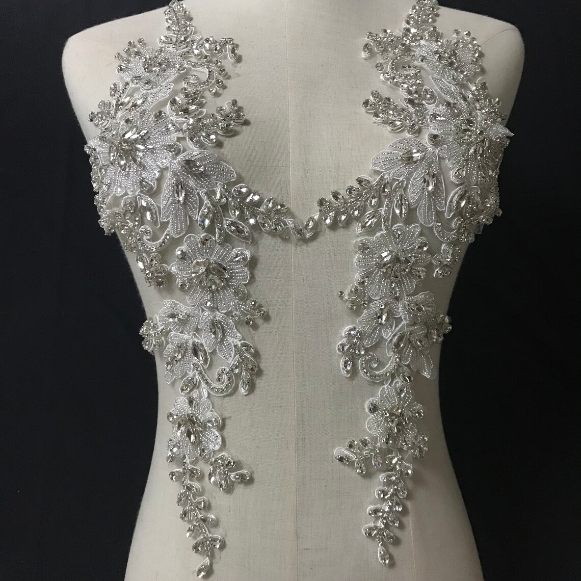 Silver Rhinestone Lace Applique Crystal Beaded Rhinestone - Etsy