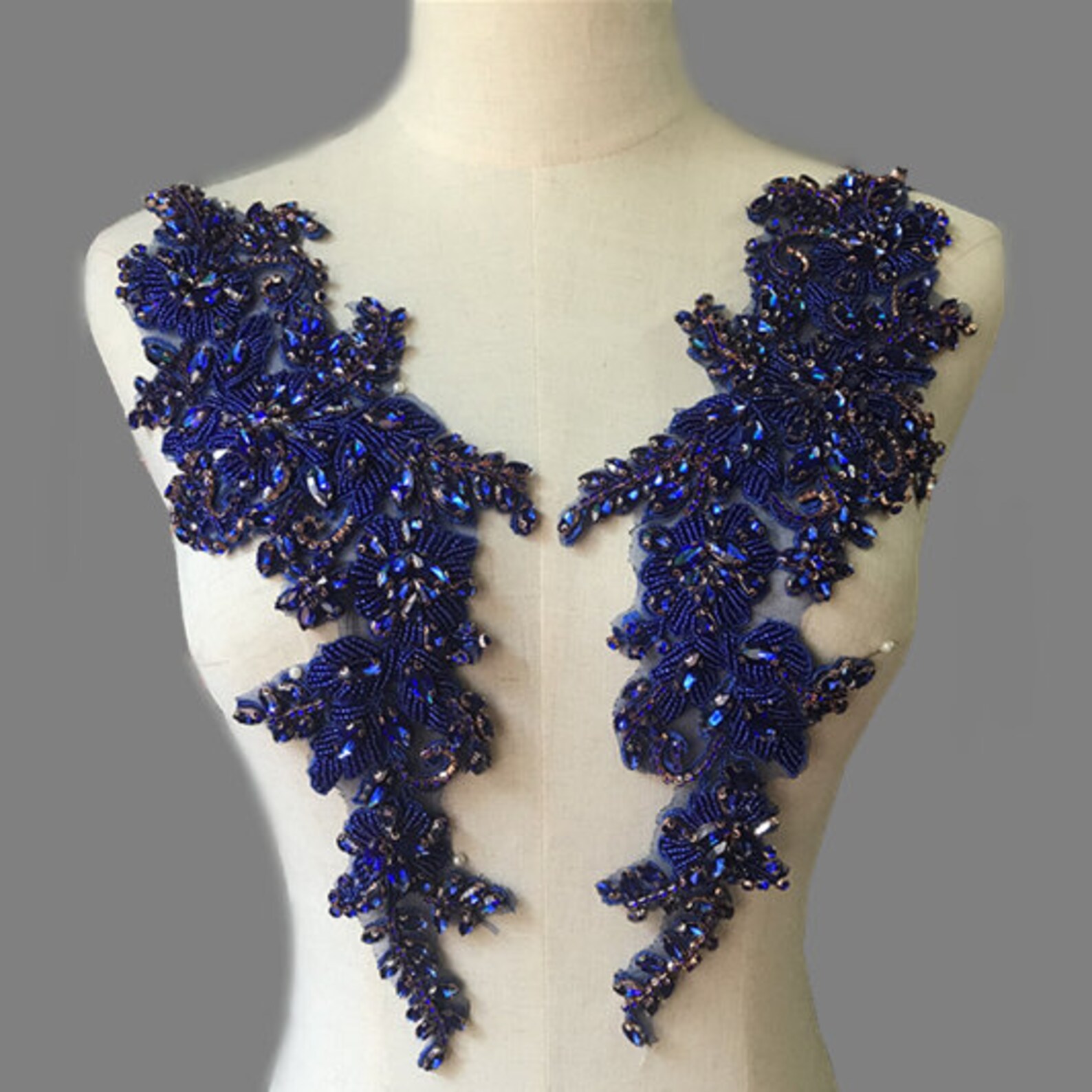 Silver Rhinestone Lace Applique Crystal Beaded Rhinestone - Etsy