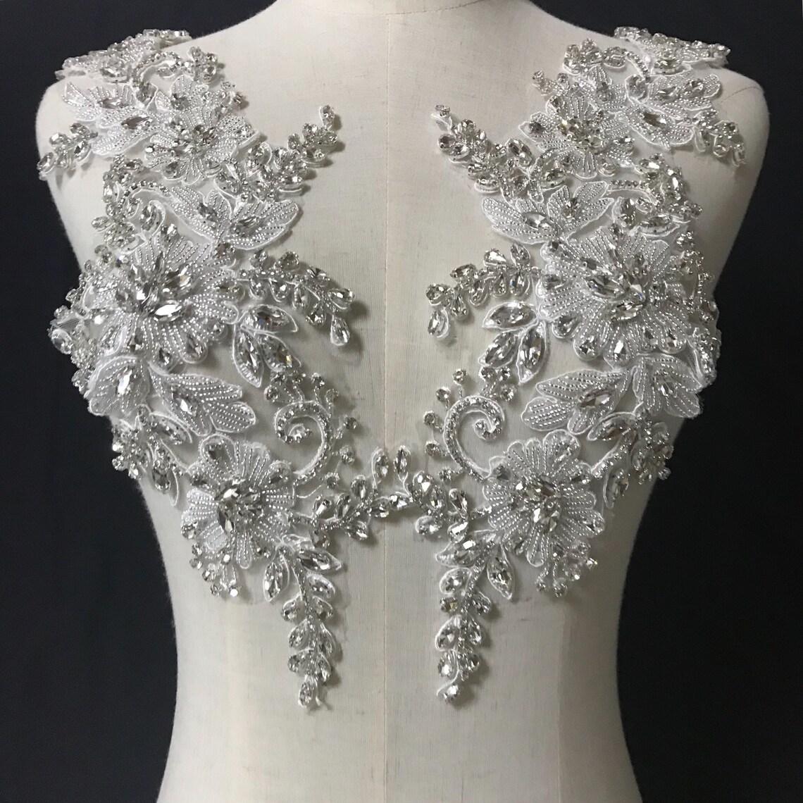 Silver Rhinestone Lace Applique Crystal Beaded Rhinestone - Etsy