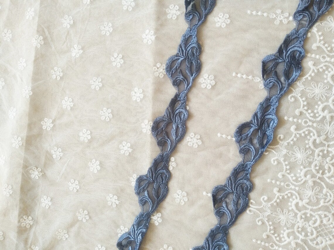 10 Yards Dark Blue Lace Trim 4 Cm Wide Embroidered Lace Trims - Etsy