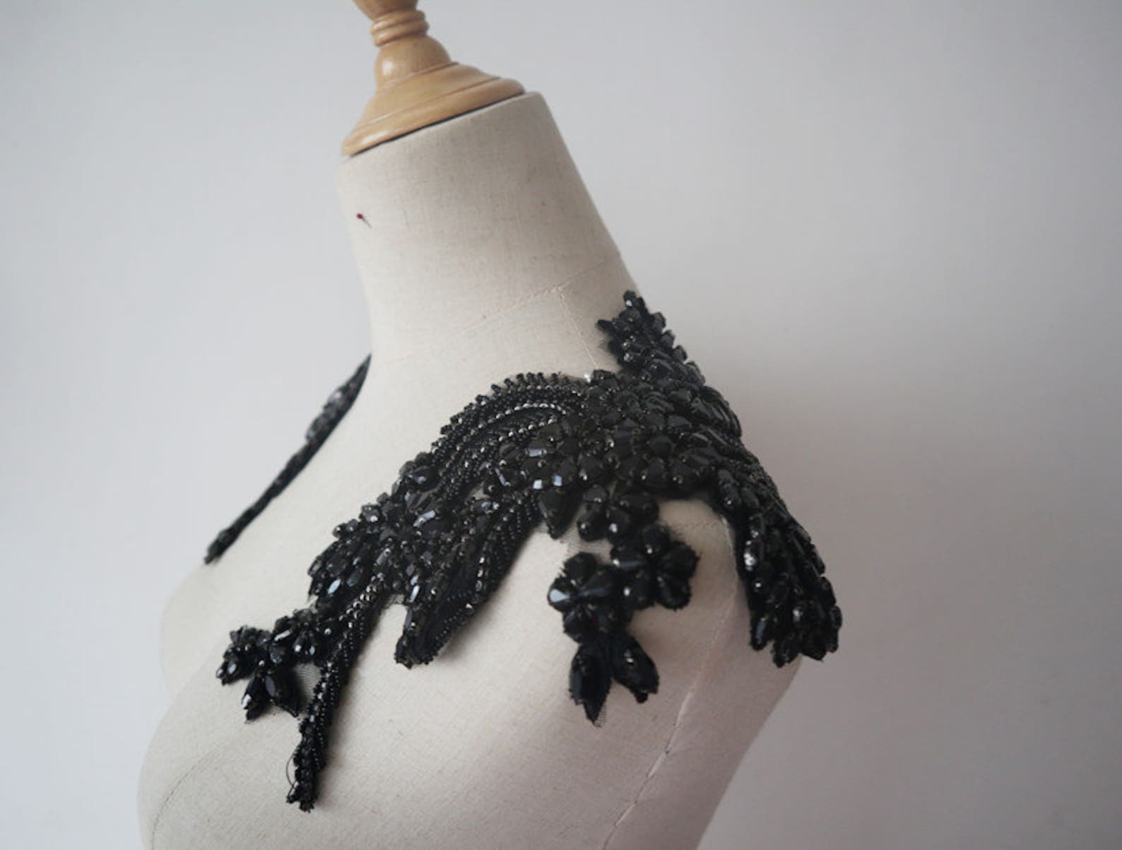 Black Deluxe Rhinestone Beaded Lace Appliques Rhinestone Sash - Etsy