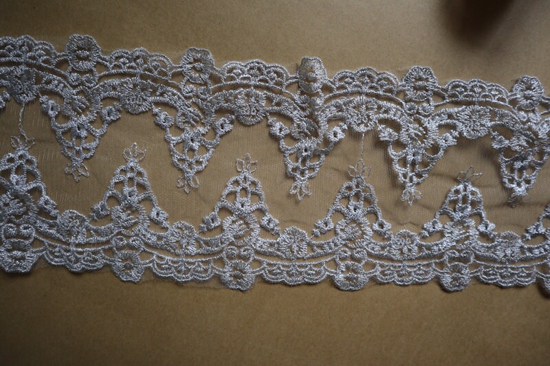 Silver Gray Embroidered Lace Trims French Lace Trimming for - Etsy
