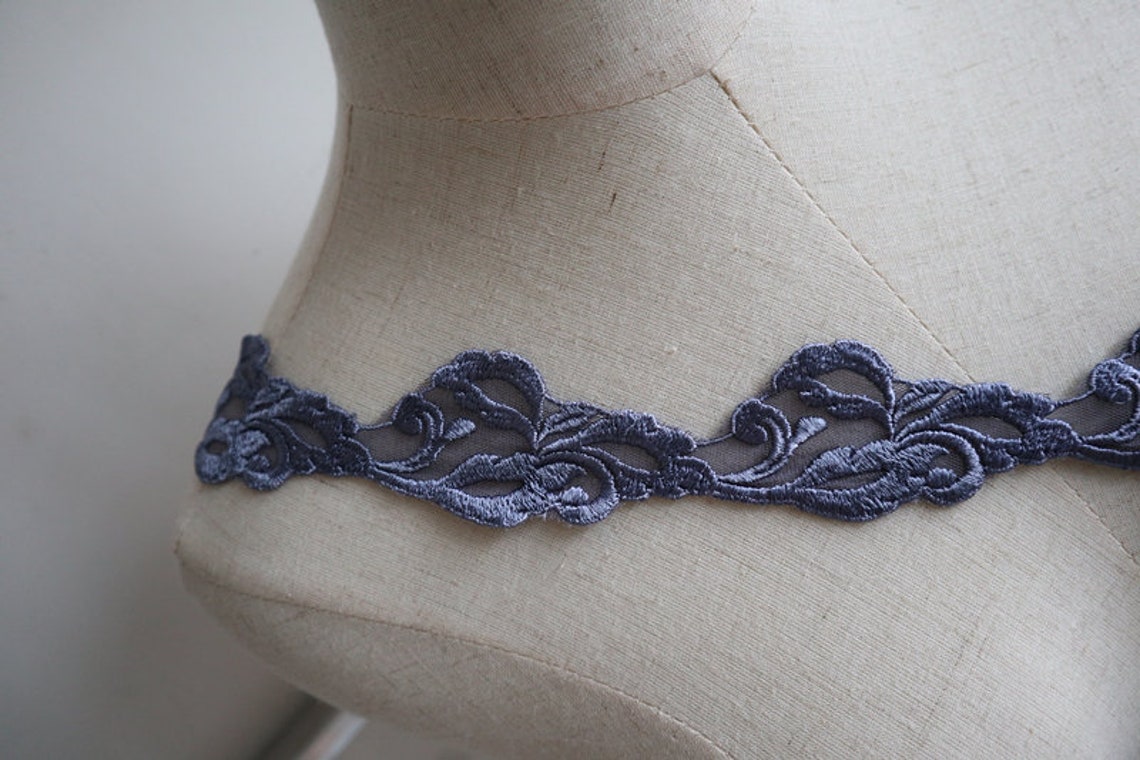 10 Yards Dark Blue Lace Trim 4 Cm Wide Embroidered Lace Trims - Etsy