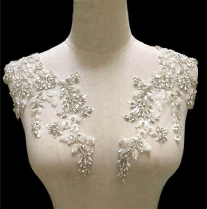 3D Flowers Silver Rhinestone Applique Ivory Flowers Silver - Etsy