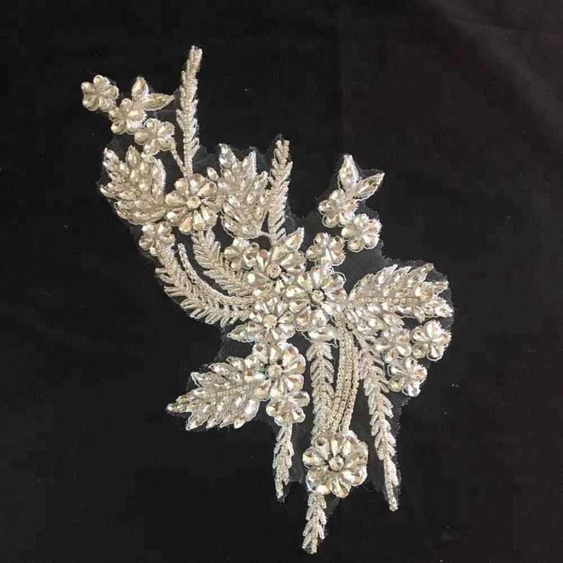 Black Deluxe Rhinestone Beaded Lace Appliques Rhinestone Sash | Etsy