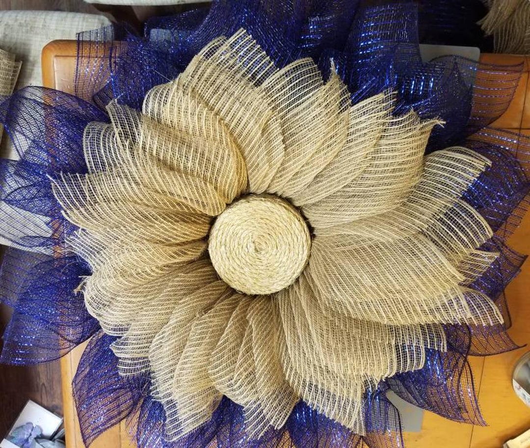 18 Inch Navy and Burlap Wreath With Rope Centerpiece - Etsy