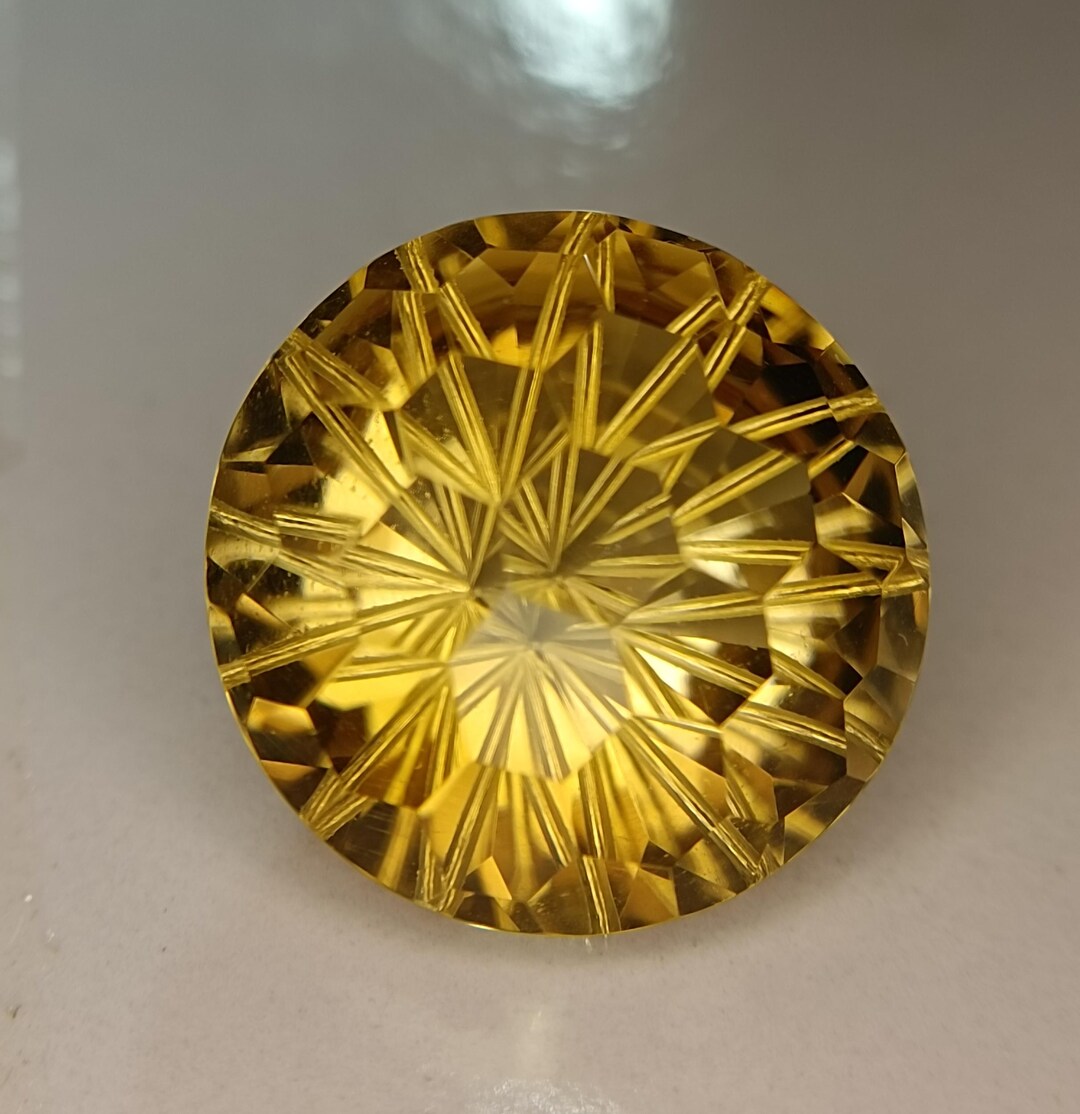 Laser Cut Citrine Gemstone: 11.60 Carat Round Stone - Etsy