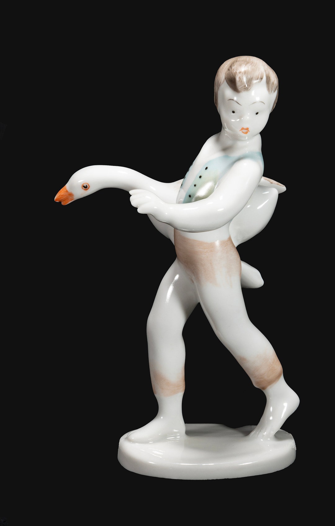 Young Boy Carrying a Goose Figurine From Hungary, Vintage Porcelain - Etsy