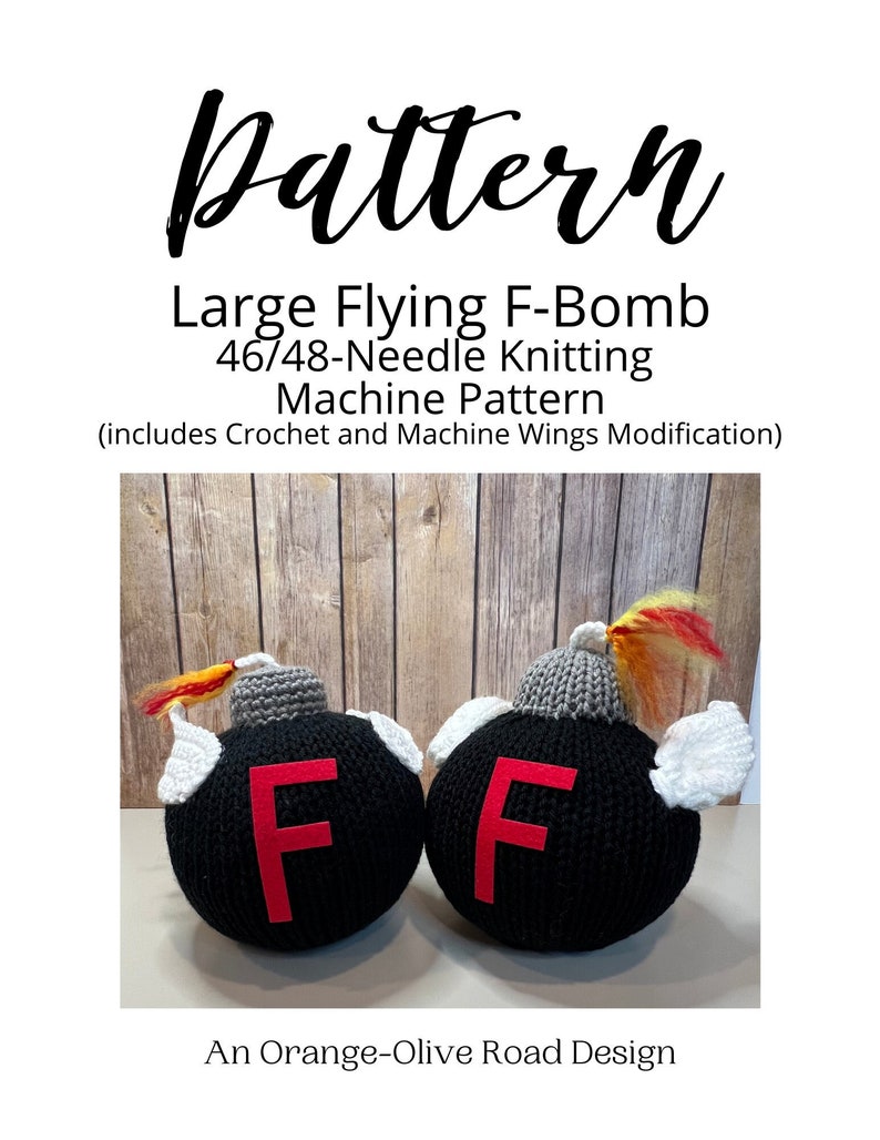 Large Flying F-bomb Knitting Machine Pattern With Wings Modification Addi and Sentro Supported ...
