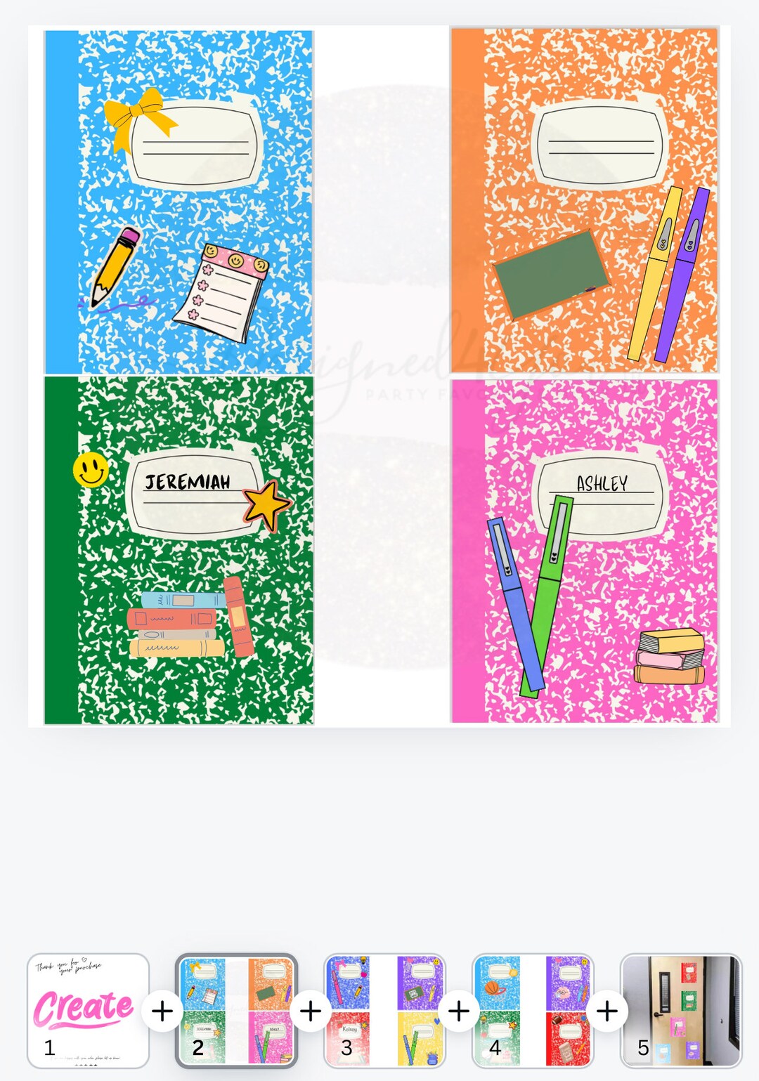 Mini Colorful Composition Notebook Custom Template - Etsy