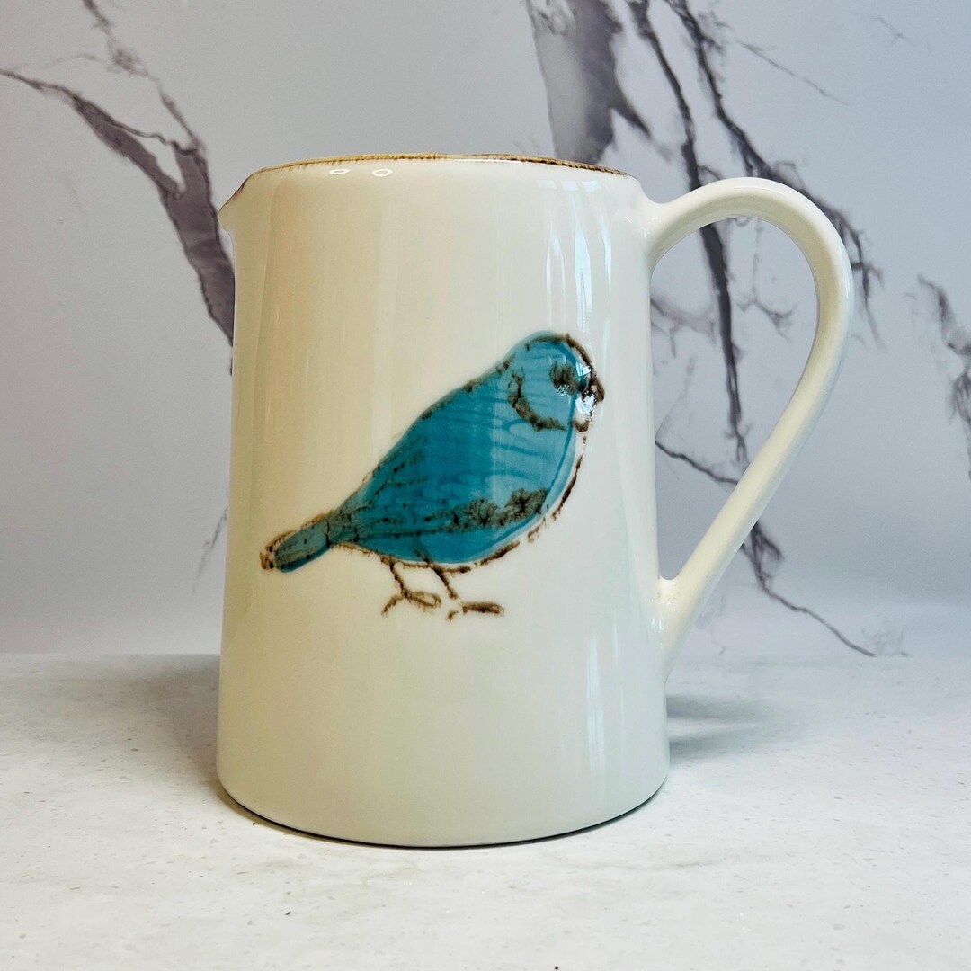 Vintage Value Ceramic 32-oz “blue Bird” Pitcher (portugal) - Etsy