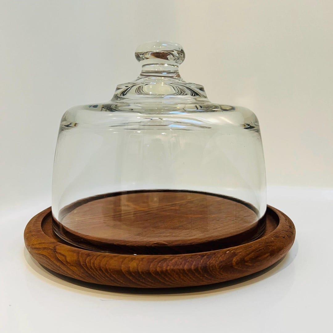 Vintage Cheese Plate in Mid-century With Glass Dome on 8-inch Serving ...