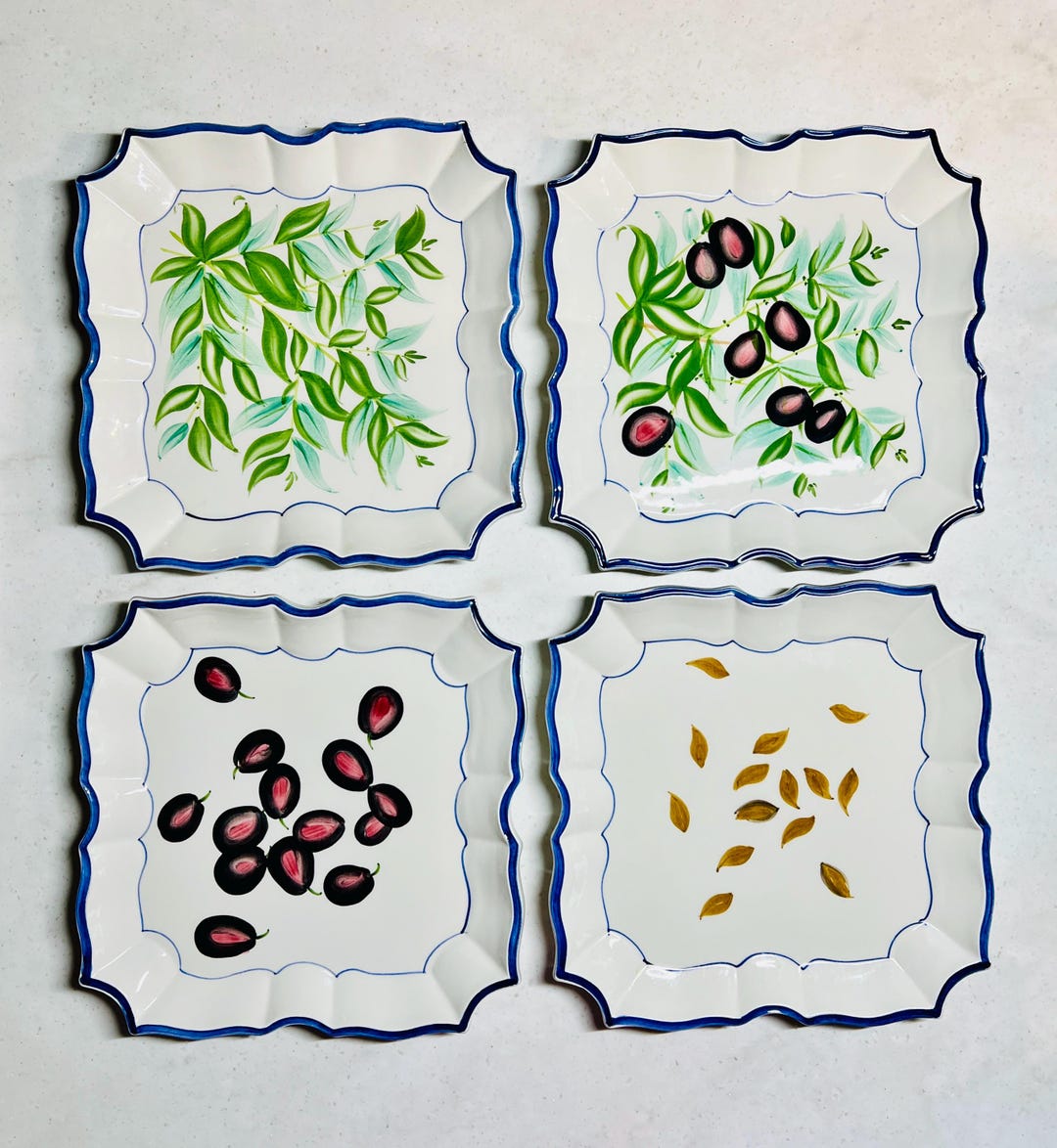 Set of 4 Vintage Vietri Hand-painted Italian Plates, Disappearing ...