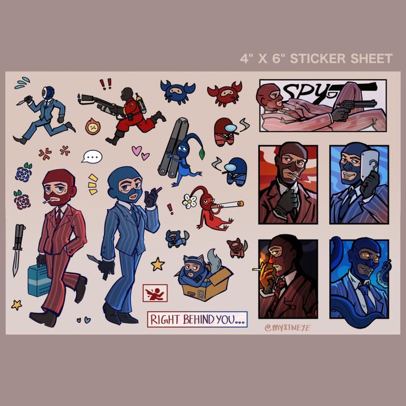 TF2 Spy Sticker Sheet - Etsy