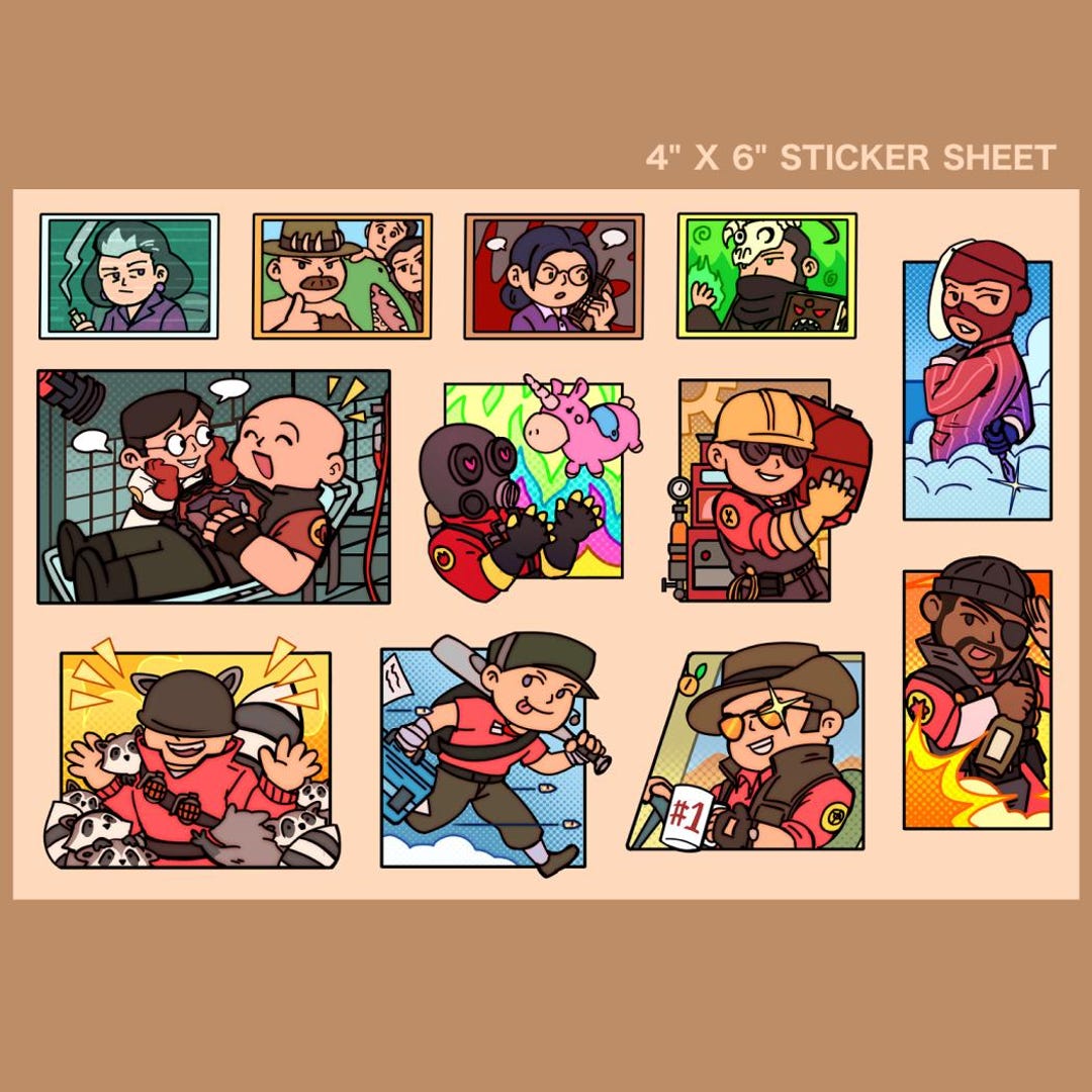 TF2 Team Sticker Sheet - Etsy