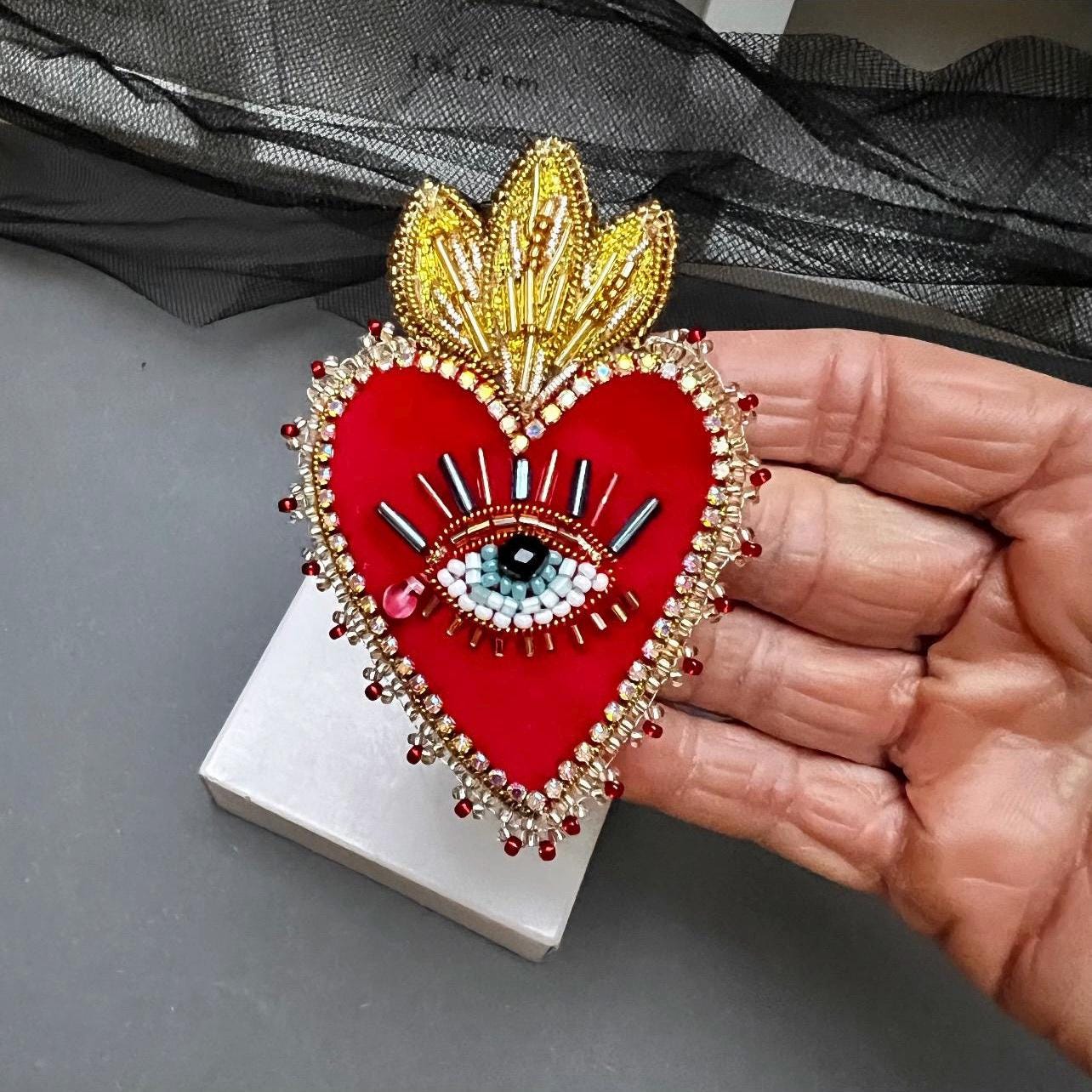 Sacred Heart Brooch, Evil Eye Earrings, Red Heart Pin, Sailor Moon ...