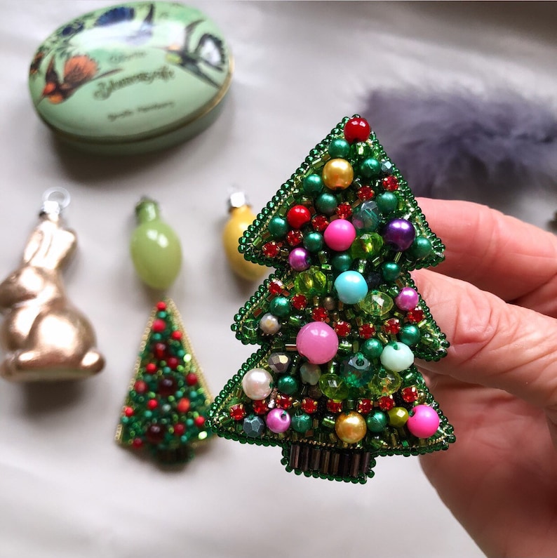 Christmas Tree Brooch, Christmas Ornament Pin, Christmas Pin, Green ...