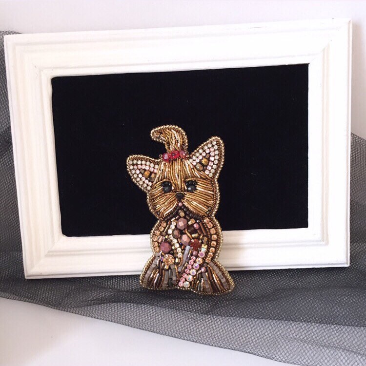 Dog Brooch, Dog Pin Jewelry, Yorkie Portrait Pin, Yorkie Gifts, Cute ...