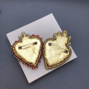 Sacred Heart Embroidery Brooch, Red Heart Brooch, Love Pin, Valentine’s ...