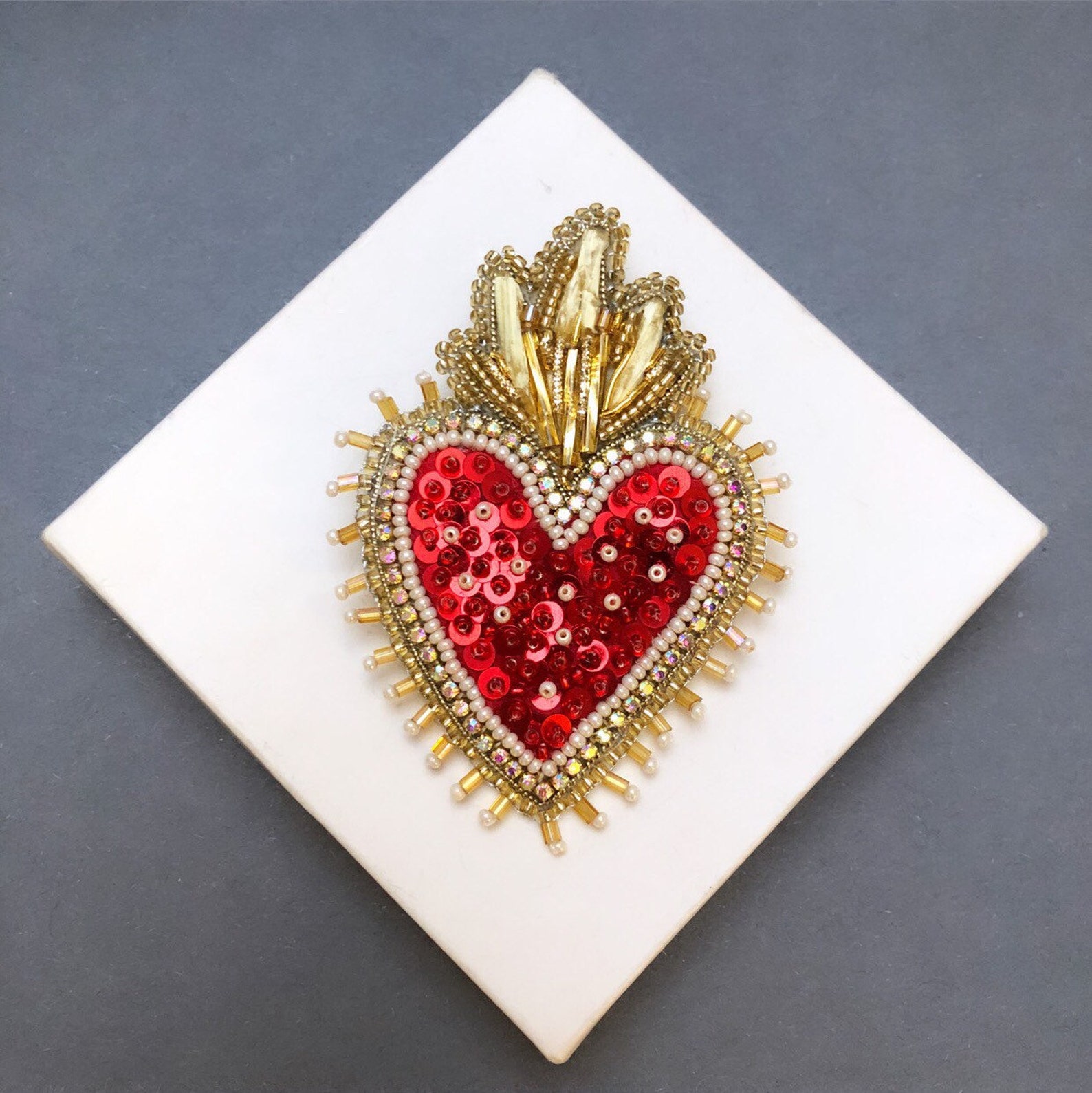 Sacred Heart Brooch, Religious Jewelry, Catholic Pin, Symbol of Love ...