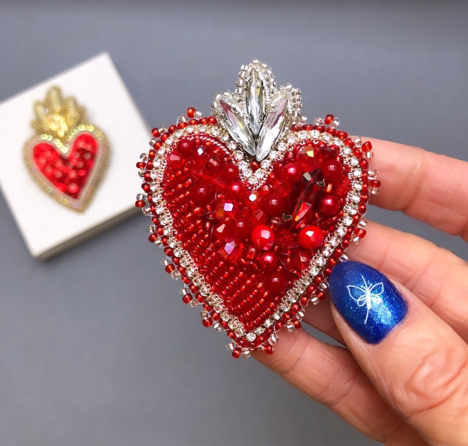 Sacred Heart Embroidery Brooch Red Heart Brooch Love Pin - Etsy