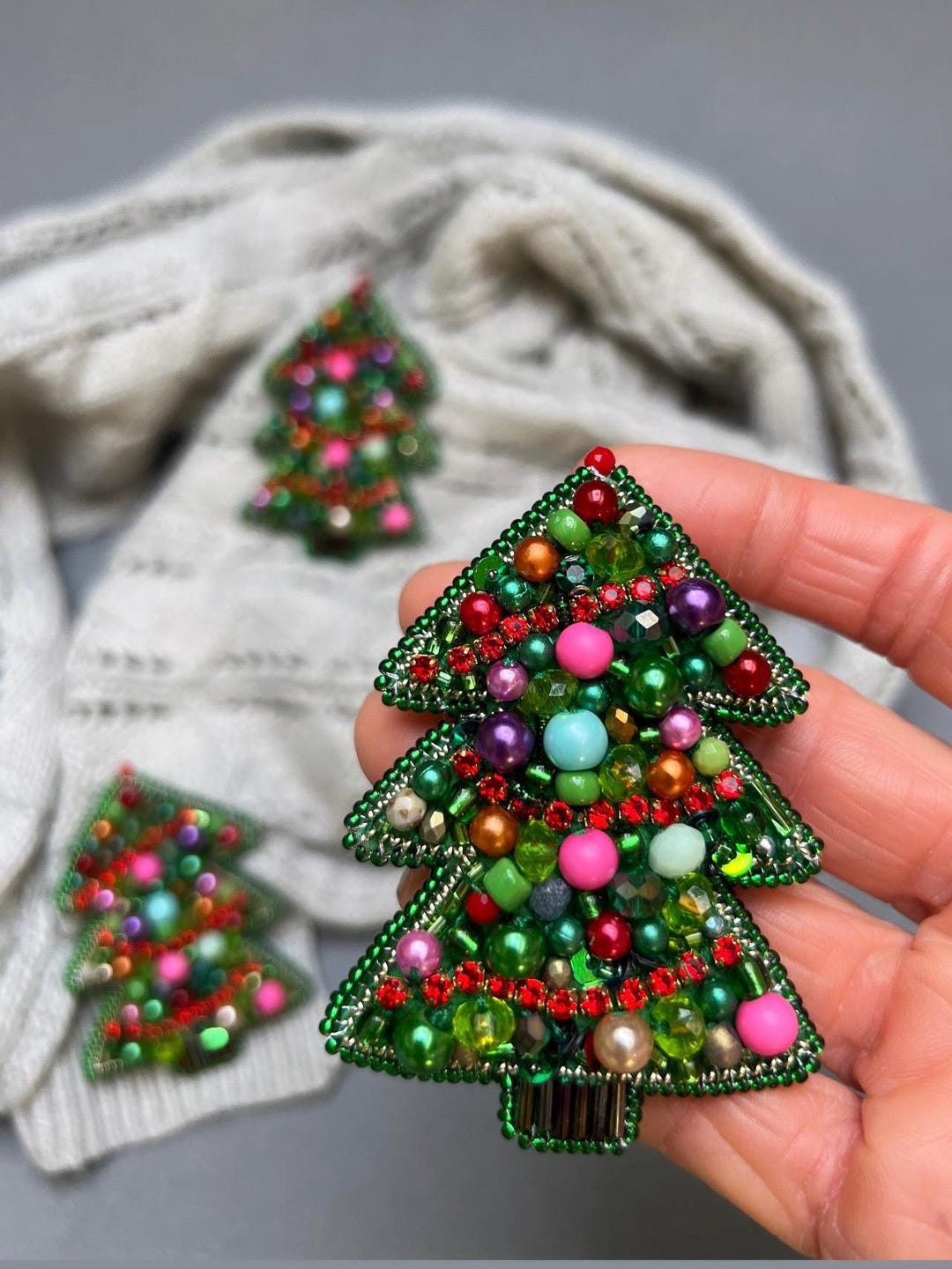 Christmas Tree Brooch, Christmas Ornament Pin, Christmas Pin, Green ...