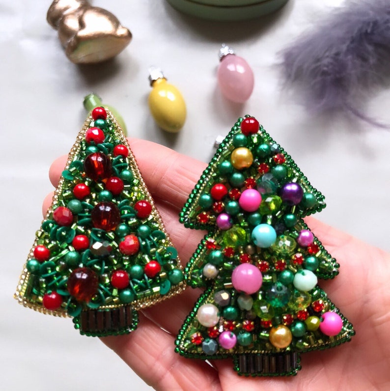 Christmas Tree Brooch, Christmas Ornament Pin, Christmas Pin, Green ...