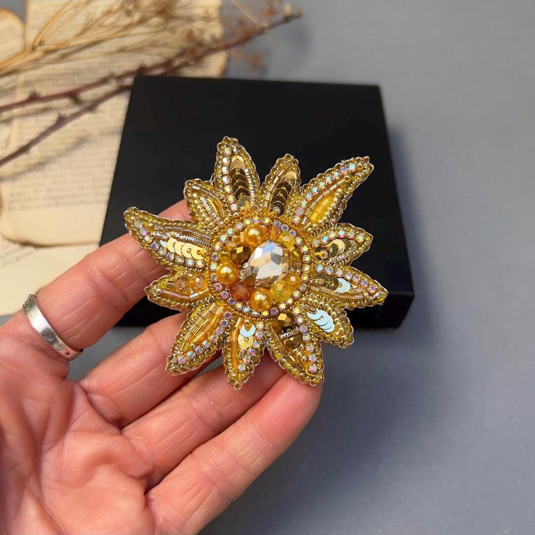 Sun Brooch - Golden Sun Pin - Celestial Jewelry - Solar Gift - Boho ...
