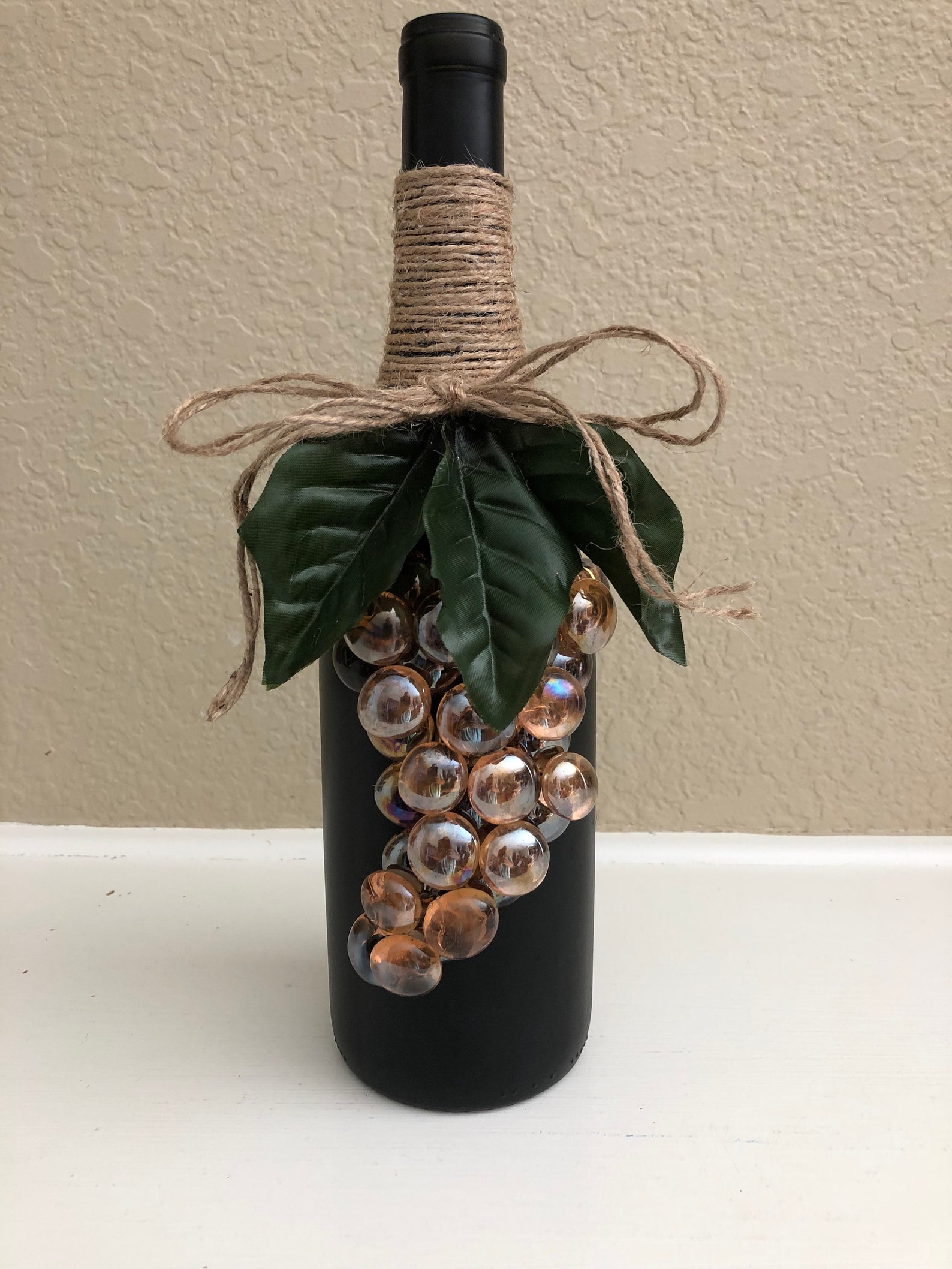 Wine Bottle With Grapes Decor | Etsy