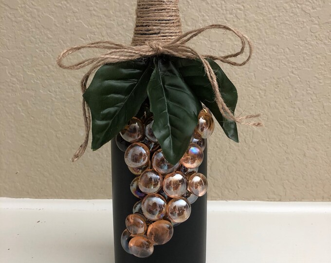 Wine Bottle With Grapes Decor - Etsy