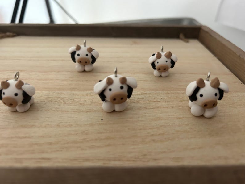 Hand-sculpted Polymer Clay Cow Charm - Etsy