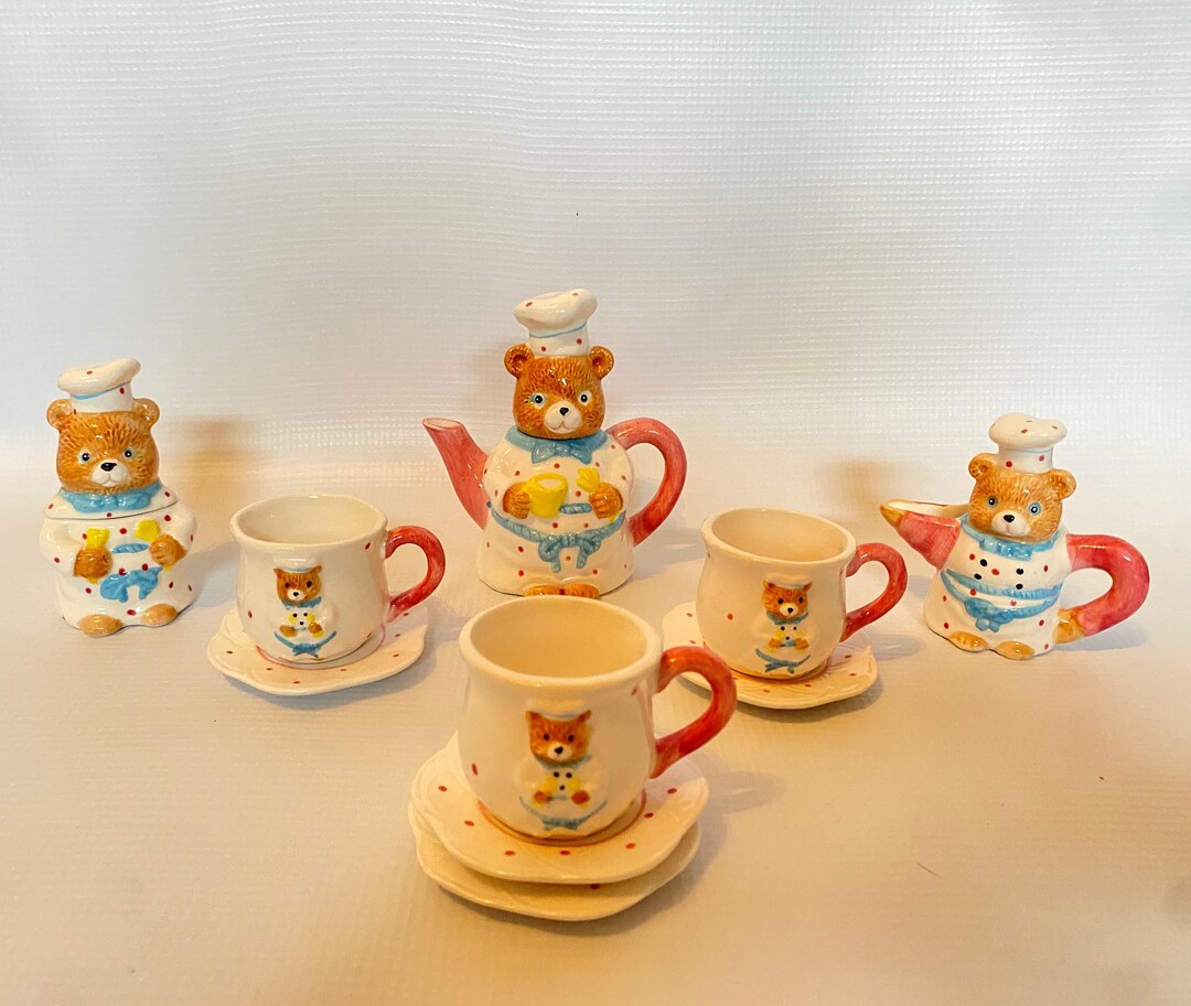 Teddy Bear Tea Set 1996 Rare Porcelain Battat Vintage 10pc Set - Tea ...