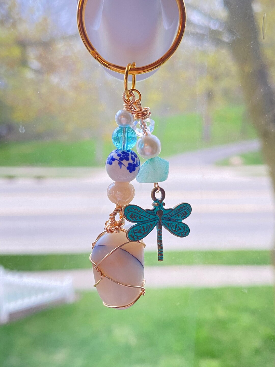 White Opal Keychain - Etsy