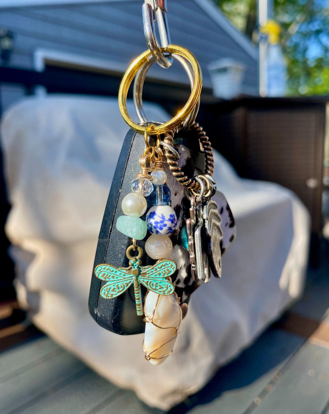 White Opal Keychain - Etsy
