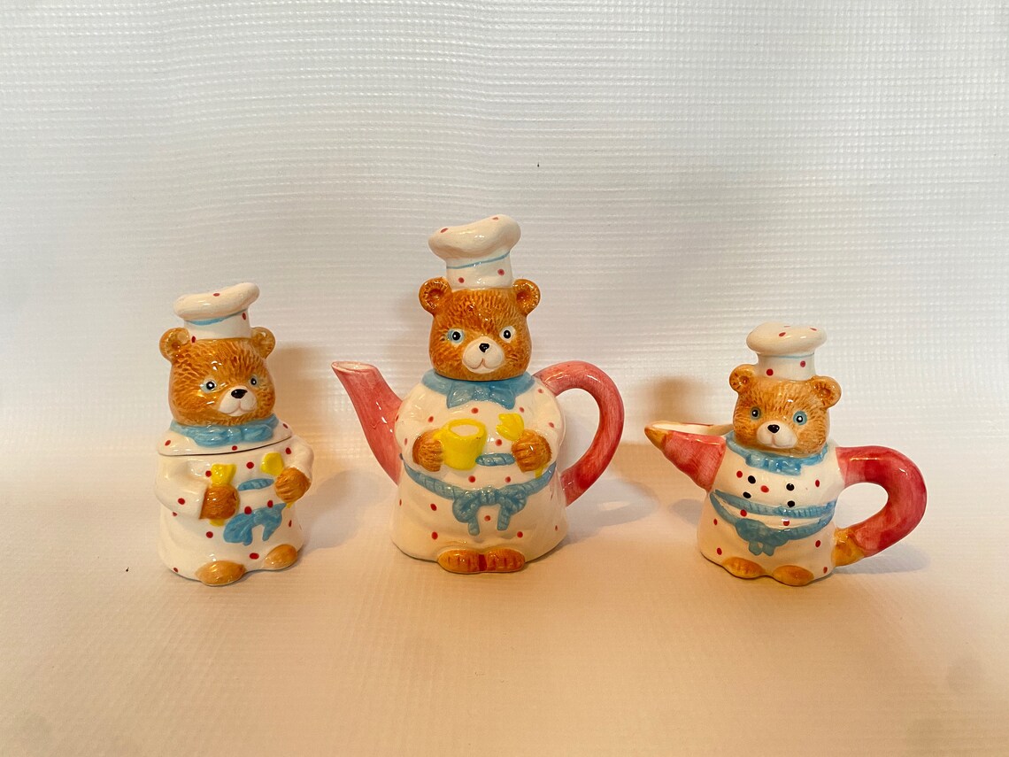 Teddy Bear Tea Set 1996 Rare Porcelain Battat Vintage 10pc Set - Tea ...