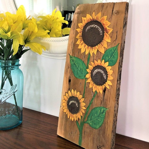 Rustic Wood Sign. Sunflower Wall Art. Farmhouse Decor. - Etsy
