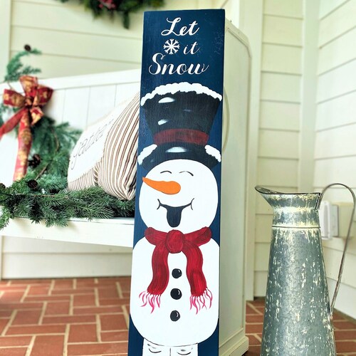 Let It Snow Snowman Winter Porch Primitive Sign | Etsy