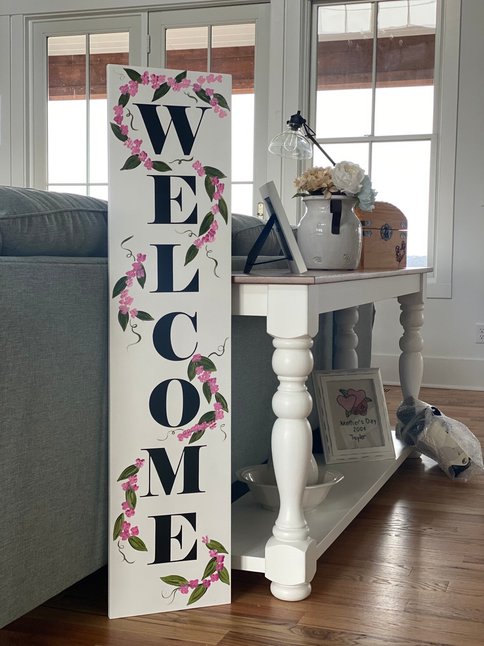 Welcome Porch Sign. Tall Porch Sign. Porch Sign With Flowers. | Etsy