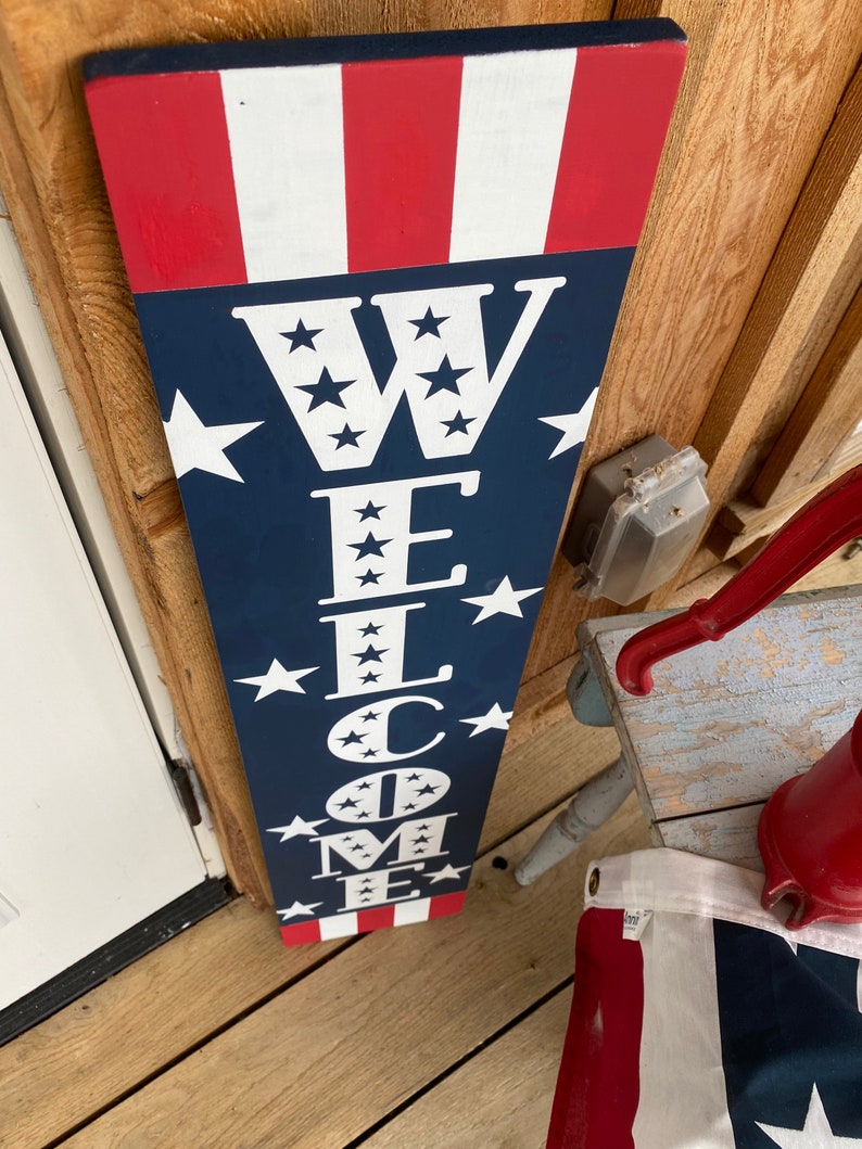 4th of July Welcome Sign. Independence Day Decor. Nostalgic - Etsy