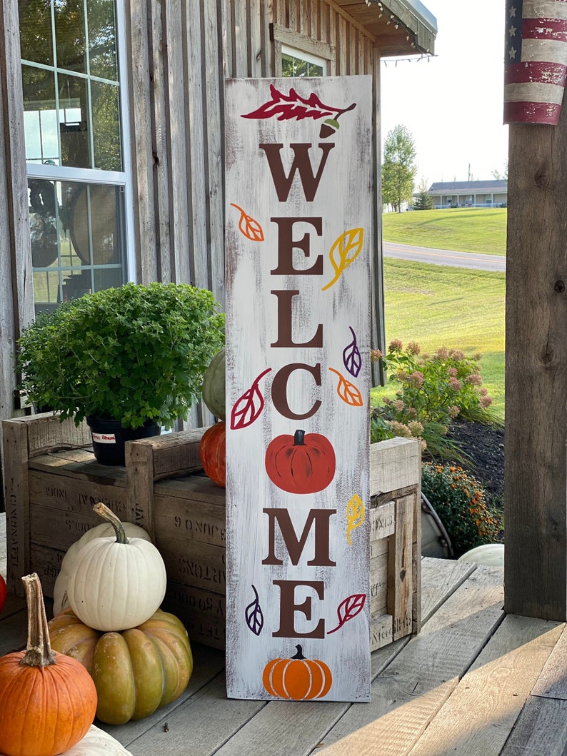 Fall Porch Sign Welcome Porch Sign Fall Porch Decor Fall - Etsy